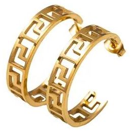 Paar Creolen Firetti "Schmuck Geschenk Edelstahl Ohrschmuck Ohrringe M&auml;ander", gold (gelbgoldfarben), Ohrringe, Damen, 27mm, Edelstahl, Made in Germany