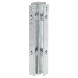 GAH Alberts Eckpfosten ALBERTS, grau (feuerverzinkt), B:6cm H:200cm T:4cm, Stahl, Zaunpfosten, 60x60 mm f&uuml;r Doppelstabmattenzaun, 200 cm, mit Flacheisen