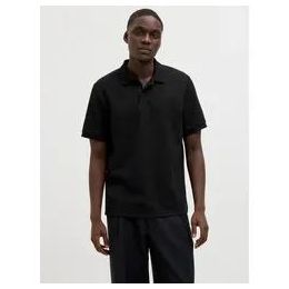 Jack & Jones Poloshirt JACK & JONES "JJEAUSTIN POLO SS NOOS", Herren, Gr. S, schwarz (schwarz detail:classic), Jersey, Obermaterial: 58% Polyester, 40% Baumwolle, 2% Elasthan, unifarben, regular fit normal, ohne Ausschnitt, gerader Abschluss, Shirts, Materialmix, regular fit