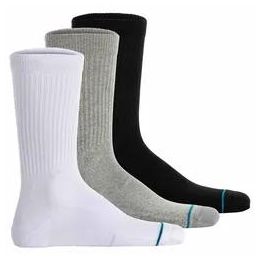 Sneakersocken Stance "Socken Icon Socken 3er Pack", Herren, Gr. 35-37, bunt (schwarz, grau, wei&szlig;), Obermaterial: 76% Baumwolle CO. 19% Polyester PES. 3% Nylon NY. 2% Elasthan EL., Socken Sneakersocken