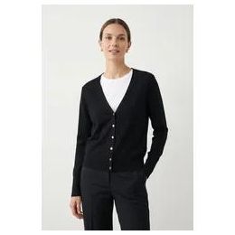 Cardigan Freequent "FQKATIE", Damen, Gr. L, schwarz, Obermaterial: 82% Viskose, 16% Polyamid, 2% Elasthan, unifarben, regular fit taillenbedeckt, V-Ausschnitt, Rippb&uuml;ndchen, Strickjacken, mit Kn&ouml;pfen am &Auml;rmel