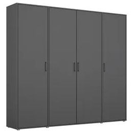 Kleiderschrank Rauch "VOYAGER Garderobe W&auml;scheschrank TOPSELLER Schlafzimmer", grau (graumetallic, griffe graumetallic), B:187cm H:194cm T:53cm, Holzwerkstoff, Schr&auml;nke, Kleiderschrank, mit 2 modernen Griffvarianten, viel Stauraum MADE IN GERMANY
