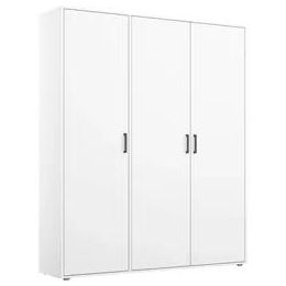 Kleiderschrank Rauch "VOYAGER Garderobe W&auml;scheschrank TOPSELLER Schlafzimmer", wei&szlig; (alpinwei&szlig;, griffe graumetallic), B:140cm H:194cm T:53cm, Holzwerkstoff, Schr&auml;nke, Kleiderschrank, mit 2 modernen Griffvarianten, viel Stauraum MADE IN GERMANY