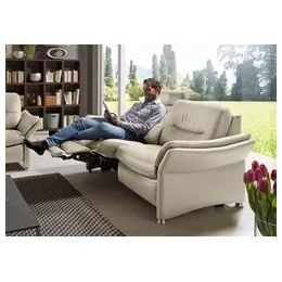 2,5-Sitzer Hukla "HU-SF15058 Ledersofa, Breite 194 cm", beige (torro ecru), B:194cm H:91cm T:92cm, Sofas, aus Leder, optional Kopfst&uuml;tze u. WallAway-Funktion