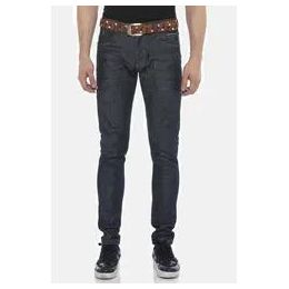 Cipo & Baxx Slim-fit-Jeans CIPO & BAXX "Jeans", Herren, Gr. 32, L&auml;nge 32, blau (rawblau), 94% Baumwolle, 5% Polyester, 1% Elasthan, unifarben, slim fit lang, Jeans Slim-fit-Jeans, mit Zier-Knopf&ouml;se, CD538