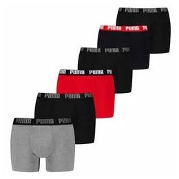 Boxershorts Puma "Boxershort Puma BASIC BOXER 6P ECOM 6er Pack", Damen, Gr. XXL, bunt (grau, schwarz, rot), Obermaterial: 95% Baumwolle CO. 5% Elasthan EL., Unterhosen