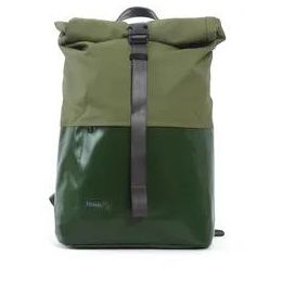 Laptoprucksack 7CLOUDS "Kira 7.1", Damen, Gr. B/H/T: 25cm x 37cm x 11cm, onesize, gr&uuml;n (jungle gr&uuml;n, mud gr&uuml;n), Polyethylen, Tarpaulin, Rucks&auml;cke Laptoprucksack, mit recyceltem PET
