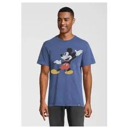 T-Shirt Recovered "Disney Mickey Mouse Posing", Damen, Gr. S, blau, 100% Baumwolle, bedruckt, normal, Rundhals, Shirts T-Shirt, im zeitlosen Design