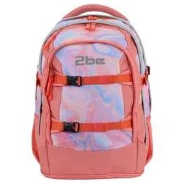 Schulrucksack 2be "Back to School", Gr. B/H/T: 27cm, rot (apricot), Kunstfaser, bedruckt, Rucks&auml;cke Schulrucksack, aus RPET Polyester-Material
