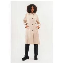 Trenchcoat FRESHLIONS "Cecilia", Damen, Gr. M, beige, 64% Baumwolle, 33% Polyester, 3% Elasthan, unifarben, lang, M&auml;ntel, in klassischem Design