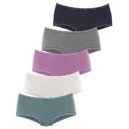 Panty Vivance, Damen, Gr. 36/38, bunt (anthrazit meliert, beige meliert, flieder, eukalyptus, navy), Single Jersey, Obermaterial: 95% Baumwolle, 5% Elasthan. Spitze: 90% Polyamid, 10% Elasthan, meliert, unifarben, k&ouml;rpernah, Unterhosen Panty, aus elastischer Baumwolle