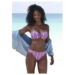 B&uuml;gel-Bandeau-Bikini Vivance, Damen, Gr. 38, Cup E, rosa (rosa bedruckt), Polyamid, bedruckt, Bikini-Sets, mit Zierperlen