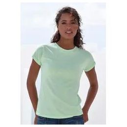 T-Shirt Vivance "aus weicher Baumwoll-Qualit&auml;t", Damen, Gr. 48/50, gr&uuml;n (lime), Jersey, Obermaterial: 100% Baumwolle, unifarben, Basic, bequem normal, Rundhals, mit Aufschlag Aufschlag, Shirts T-Shirt