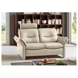 2-Sitzer Hukla "HU-SF15058 Ledersofa, Breite 164 cm", beige (torro ecru), B:164cm H:91cm T:92cm, Sofas, hochwertiges Glattleder, optional mit Kopfst&uuml;tze
