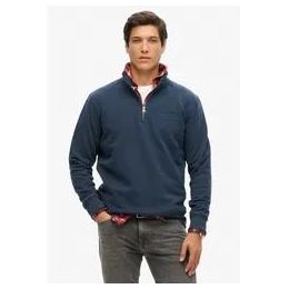 Sweatshirt Superdry "ESSENTIAL LOGO HENLEY", Herren, Gr. S, blau (navy), angeraute Sweatware, Obermaterial: 70% Baumwolle, 30% Polyester, unifarben, loose fit normal, ohne Ausschnitt, Rippb&uuml;ndchen, Sweatshirts Sweatshirt