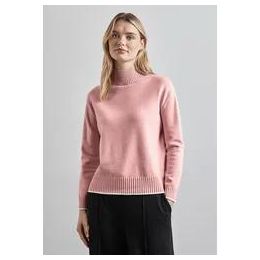 Strickpullover Street One, Damen, Gr. 44, rosa (petal rose meliert), Stoff, 30% Polyester, 29% Polyacryl, 21% Viskose, 20% Nylon, unifarben, normal normal, V-Ausschnitt, B&uuml;ndchen, Pullover Strickpullover, mit Materialmix