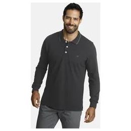 Langarm-Poloshirt Jan Vanderstorm "Langarm-Poloshirt ELLIS", Herren, Gr. 4XL, grau (dunkelgrau), Obermaterial: 70% Baumwolle CO. 30% Polyester COOLMAX PES(Coolmax)., Shirts