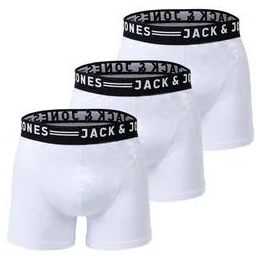 Jack & Jones Boxershorts JACK & JONES "Boxershort SENSE TRUNKS 3 PACK 3er Pack", Herren, Gr. M, wei&szlig;, Obermaterial: 95% Baumwolle CO. 5% Elasthan EL., Unterhosen