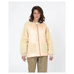 Steppjacke FRESHLIONS "Julia", Damen, Gr. S, braun (beige), 100% Polyester, lang, Jacken Steppjacke, mit aufgesetzten Taschen
