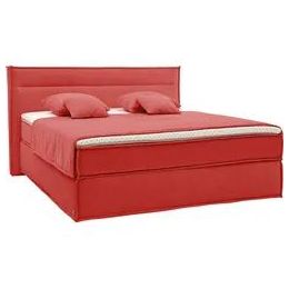 Boxspringbett Musterring "JustB SC100", rot (rot, orange), B:200cm L:215cm, Komplettbetten, Boxspringbett, schwebende Optik, inklusive Topper, verschiedene Farben, 180 x 200 cm