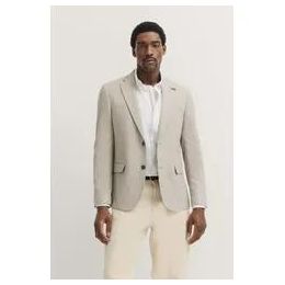 Sakko Bugatti, Herren, Gr. 58, beige (30, beige), 41% Polyester, 30% Viskose, 17% Baumwolle, 9% Leinen, 3% Elasthan, unifarben, normal, Manschette, Sakkos Sakko, mit Reverskragen und Stretchfunktion
