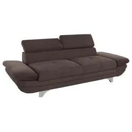 3-Sitzer COTTA "Enterprise", braun (espresso), B:233cm H:75cm T:104cm, Struktur (100% Polyester );Chenille (90% Polyester; 10% Polyamid ), Sofas, Big-Sofa, mit Armteilverstellung & Kopfteilverstellung