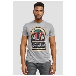 T-Shirt Recovered "Star Wars Boba Fett Empire Strikes Back", Damen, Gr. S, grau (hellgrau), 60% Polyester, 40% Baumwolle, bedruckt, normal, Rundhals, Shirts T-Shirt, im zeitlosen Design