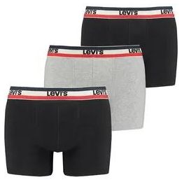 Levi's Boxershorts LEVI'S "Boxershort MEN SPRTSWR LOGO BOXER BRIEF 3P 3er Pack", Herren, Gr. XXL, schwarz (schwarz, grau), Obermaterial: 95% Baumwolle CO. 5% Elasthan EL., Unterhosen
