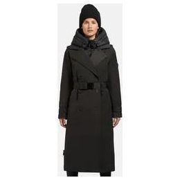 Trenchcoat Khujo "Elena-YM", Damen, Gr. L (40), grau, Obermaterial: 100% Polyester. Futter: 100% Nylon. Wattierung: 100% Polyester, tailliert ca. Mitte Wade, hoch geschlossener Ausschnitt, &Auml;rmel ohne &Auml;rmelschlitz abgesteppte Kante mit Kn&ouml;pfen,verstellbar, M&auml;ntel, Warmer Wintermantel mit doppelter Knopfleiste