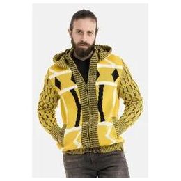 Cipo & Baxx Cardigan CIPO & BAXX "Jacken", Herren, Gr. M, gelb, 100% Polyacryl, unifarben, Basic, regular fit, V-Ausschnitt, &Auml;rmel ohne &Auml;rmelschlitz, Strickjacken, im modernem Look, CP256