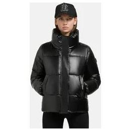 Steppjacke Khujo "Rinja Shiny-YM", Damen, Gr. XXL (44), schwarz, Obermaterial: 50% Polyester, 50% Polyurethan. Innenfutter: 100% Nylon. Wattierung: 100% Polyester, oversize h&uuml;ftbedeckend, hoch geschlossener Ausschnitt, &Auml;rmel ohne &Auml;rmelschlitz B&uuml;ndchen, Jacken Steppjacke, Gl&auml;nzende kurze Winterjacke f&uuml;r Damen
