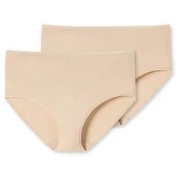 Slip Schiesser "Slip 2er Pack", Damen, Gr. M, beige (beige (sand)), Obermaterial: 95% Baumwolle CO. 5% Elasthan EL., Unterhosen Slip