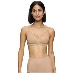 B&uuml;gelloser BH Triumph "Modern Lace+Cotton", Damen, Gr. 105, Cup C, beige (neutral beige), Microtouch, Obermaterial: 50% Polyamid, 30% Baumwolle, 20% Elasthan, BHs, Spitzeneins&auml;tze, starker Halt ohne B&uuml;gel, atmungsaktiv, leicht