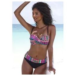B&uuml;gel-Bandeau-Bikini Buffalo, Damen, Gr. 38, Cup A, pink (pink bedruckt), Microfaser, bedruckt, Bikini-Sets, mit farbenfrohen Design