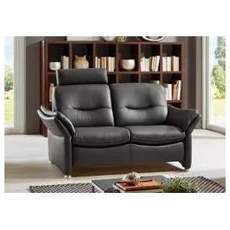 2-Sitzer Hukla "HU-SF15058 Ledersofa, Breite 164 cm", schwarz (torro anthrazit), B:164cm H:91cm T:92cm, Sofas, hochwertiges Glattleder, optional mit Kopfst&uuml;tze