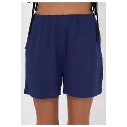 Shorts FRESHLIONS "Zara", Damen, Gr. M, EURO-Gr&ouml;&szlig;en, blau (dunkelblau), 100% Baumwolle, unifarben, kurz, Hosen Shorts, im einfarbigen Design