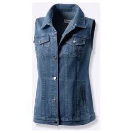 Jeansweste Casual Looks, Damen, Gr. 52, blau (blau, stone, washed), 99% Baumwolle, 1% Elasthan, unifarben, Westen