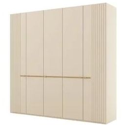 Dreht&uuml;renschrank Musterring "Isabelle", beige (champagner, dekor), Schr&auml;nke, Champagner-Dekor, B/H/T: 246,3cm x 236cm x 58cm, T&uuml;ren: 5 Stk. Lamellen im Korpus-Farbton, Hartfaserplatte, Holzwerkstoff, Dreht&uuml;renschrank, Lamellen in Korpusfarbe, Griffe in silber, versch. Gr&ouml;&szlig;en und Farben, B:246,3cm H:236cm T:58cm