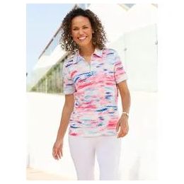 Poloshirt Casual Looks "Poloshirt", Damen, Gr. 36, bunt (fuchsia, jeansblau, bedruckt), 50% Baumwolle, 50% Modal, bedruckt, gemustert, mehrfarbig, ohne Ausschnitt, Shirts