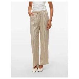 V&eacute;ro Moda Schlupfhose VERO MODA "VMJESMILO HW WIDE PANTS WVN NOOS", Damen, Gr. M (38), N-Gr, silber lining stripes:a. obsidian, Web, Obermaterial: 55% Viskose, 45% Leinen, gestreift, normal normal, Hosen Schlupfhose, mit Seitentaschen