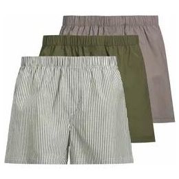 Jack & Jones Webboxer JACK & JONES "Web-Boxershorts JACMILANO WOVEN BOXERS 3 PACK 3er Pack", Herren, Gr. M, bunt (gr&uuml;n, wei&szlig;, braun), Obermaterial: 100% Baumwolle CO., Unterhosen