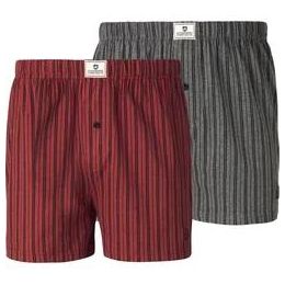 Boxershorts Jan Vanderstorm "2er Pack Boxershorts THURE", Herren, Gr. L-XL, rot (rot grau), Obermaterial: 52% Baumwolle CO. 43% Polyester COOLMAX PES(Coolmax). 5% Elasthan EL., Unterhosen