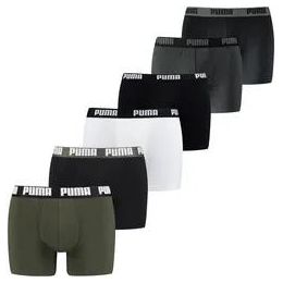 Boxershorts Puma "Boxershort Basic Boxer 6er Pack", Herren, Gr. XXL, bunt (gr&uuml;n, schwarz, wei&szlig;grau), Obermaterial: 95% Baumwolle CO. 5% Elasthan EL., Unterhosen