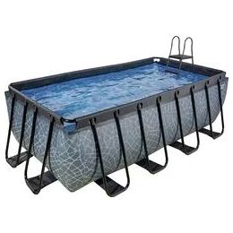 Framepool EXIT, grau, B:200cm H:122cm L:400cm, Schwimmbecken, BxLxH: 200x400x122 cm, mit Kartuschenfilter und Sicherheitsleiter