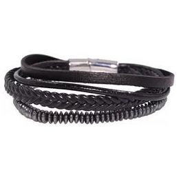 Lederarmband Firetti "Schmuck Geschenk Armschmuck Edelsteinarmband H&auml;matit", schwarz (anthrazit, edelstahlfarben, schwarz, grau, schwarz), Armb&auml;nder, Herren, 20cm, Edelstahl Leder, Edelstahl, Leder, Lederarmband, Made in Germany - mit H&auml;matit