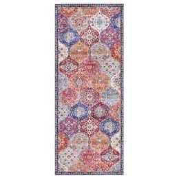 Teppich ELLE DECORATION "Kashmir Ghom" Gr. 12, bunt (multi), B:80cm H:5mm L:200cm, Polyester, Teppiche, Teppich, Orientalisch, L&auml;ufer, Kurzflor, Vintage, Wohnzimmer, Schlafzimmer