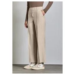 Stoffhose Street One, Damen, Gr. 46, L&auml;nge 30, beige (sheer beige meliert), Stoff, 64% Viskose, 31% Polyester, 5% Elasthan, unifarben, comfort fit normal, Hosen Stoffhose, High Waist