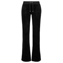Sweathose Juicy Couture "LAYLA LOW RISE POCKETED FLARE PANT Damen", Damen, Gr. M, EURO-Gr&ouml;&szlig;en, schwarz, Samt, 95% Polyester, 5% Elasthan, figurbetont, Hosen Sweathose, Trainingshose Damen, Sweathose, Velour, Jogginghose mit Glitzer, Sale