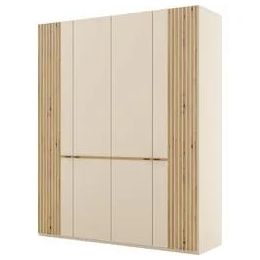Dreht&uuml;renschrank Musterring "Isabelle", beige (champagner, dekor), B:197,3cm H:216cm T:58cm, Hartfaserplatte, Holzwerkstoff, Schr&auml;nke, Dreht&uuml;renschrank, Lamellen in Eiche, Griffe in schwarz, verschiedene Gr&ouml;&szlig;en und Farben