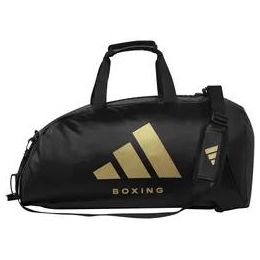 Sporttasche Adidas PERFORMANCE "2in1 Bag PU Boxing" Gr. M, schwarz (schwarz, gold), Taschen, B/H/T: 62cm x 31cm x 31cm M, Kunstleder, Sporttasche, Adidas Logo, B:62cm H:31cm T:31cm